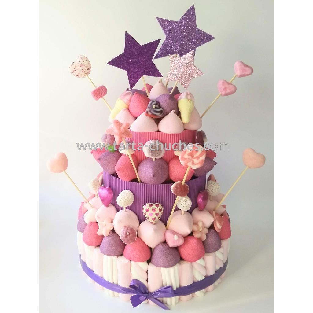 Tarta Chuches Grande Estrellas Rosa Morado TARTAS CHUCHES
